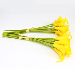 SHSYCER 18pcs Artificial Calla Lily Silk Flowers Home Garden Hotel Party Event Christmas Wedding Gift Decoration Artificial Flowers Calla Lily,Red in Yellow