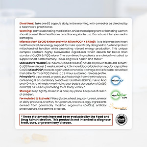 MicroActive CoQ10 Enhanced with MicroPQQ + Shilajit “Sustained Release” 60 Veg Caps | Convenient Once a Day Clinical Dose | 2 Month Supply | Vegan | Pharmaceutical Grade