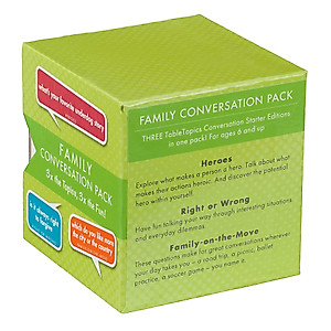 TableTopics Family Conversation Pack - 120 Conversation Cards for Family Connection, Engage Kids by Talking & Playing, Boxed Set of 3 Topics