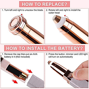 Facial Hair Removal for Women, 2 In1 Eyebrow Epilator Eyebrow Trimmer Body Hair Groomers Electric Hair Remover for Eye Brows Hair Removal Lip Hair Shaver Facial Hair Removal Device