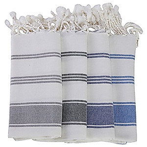 (SET of 8) Turkish Cotton Hand Face Head Guest Gym Towel Set Peshtemal Washcloth Kitchen Tea Towel Dish Cloth Set (MultiColor)