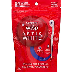 Colgate Optic White Wisp Disposable Mini Toothbrush, Cool Mint - 24 Count