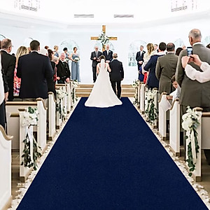 MODFUNS Aisle Runners for Wedddings Navy Blue Aisle Runner Rug 4FTx25FT Velvet Carpet Wedding Runner Bridal Shower Runway Carpet with Carpet Tapes Vintage Wedding Carpet Rug Beach Party Decorations