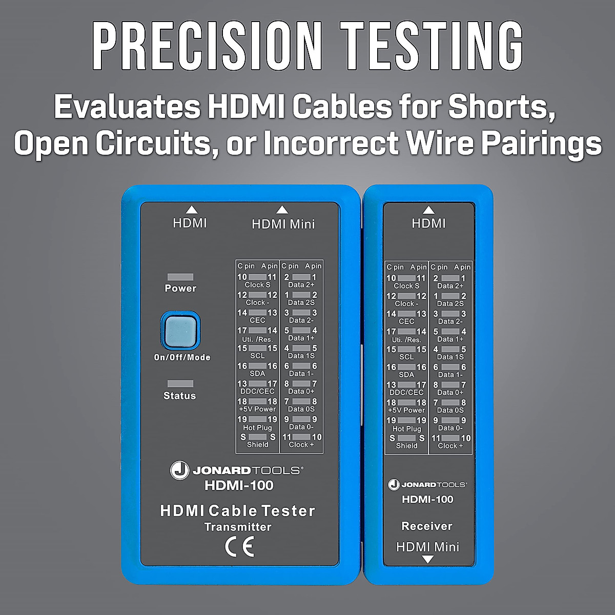 Jonard Tools HDMI-100 HDMI Cable Tester for HDMI and Mini HDMI Cables, Black