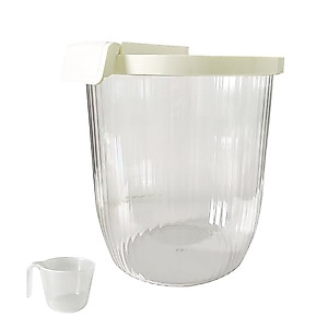 MXCELL Large Flour Storage Bins with Lid 11L/388oz, BPA FREE, Plastic Airtight Rice Storage Container Bucket, Pantry & Kitchen Food Organization Barrel for Sugar, Cereal, with Measuring Cup & White