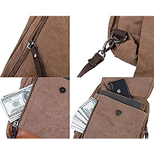 JIAO MIAO Mini Canvas Backpacks Casual Strong Small Packback Daypack,181002-Brown