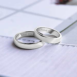 Dankadi Men & Women Fashion 925 Sterling Silver Ring Smooth Plain Dome Comfort Solid Silver Ring Wedding Engagement 3.5 mm Ring 12# (classic style, 12)