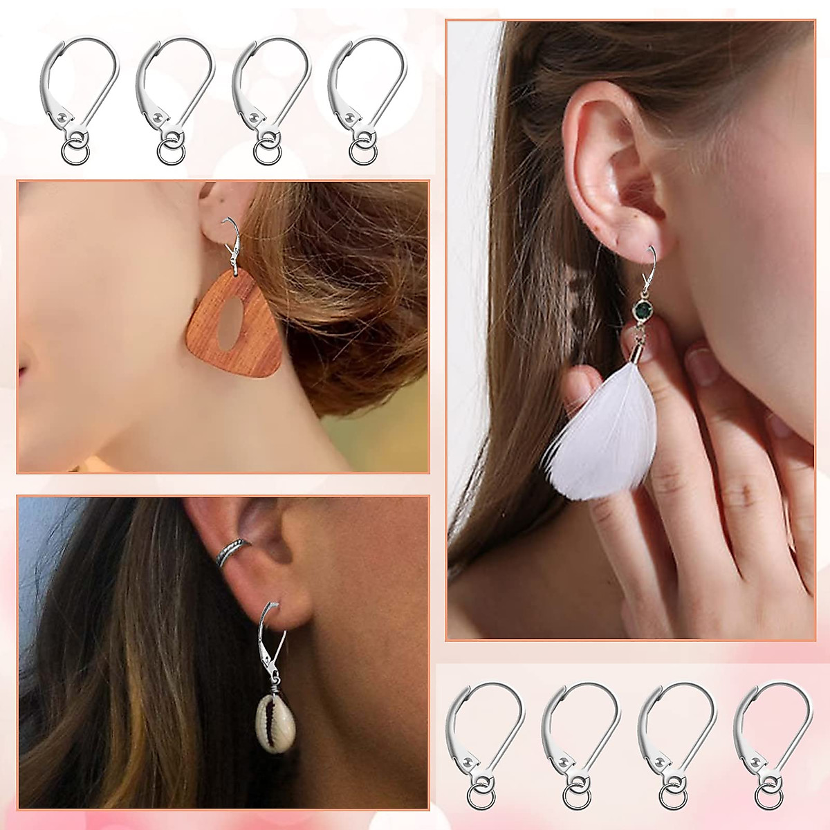 TOAOB 8pcs 925 Sterling Silver Leverback French Earring Hooks Hypoallergenic Dangle Earwire Findings 16x9mm for Jewelry Making