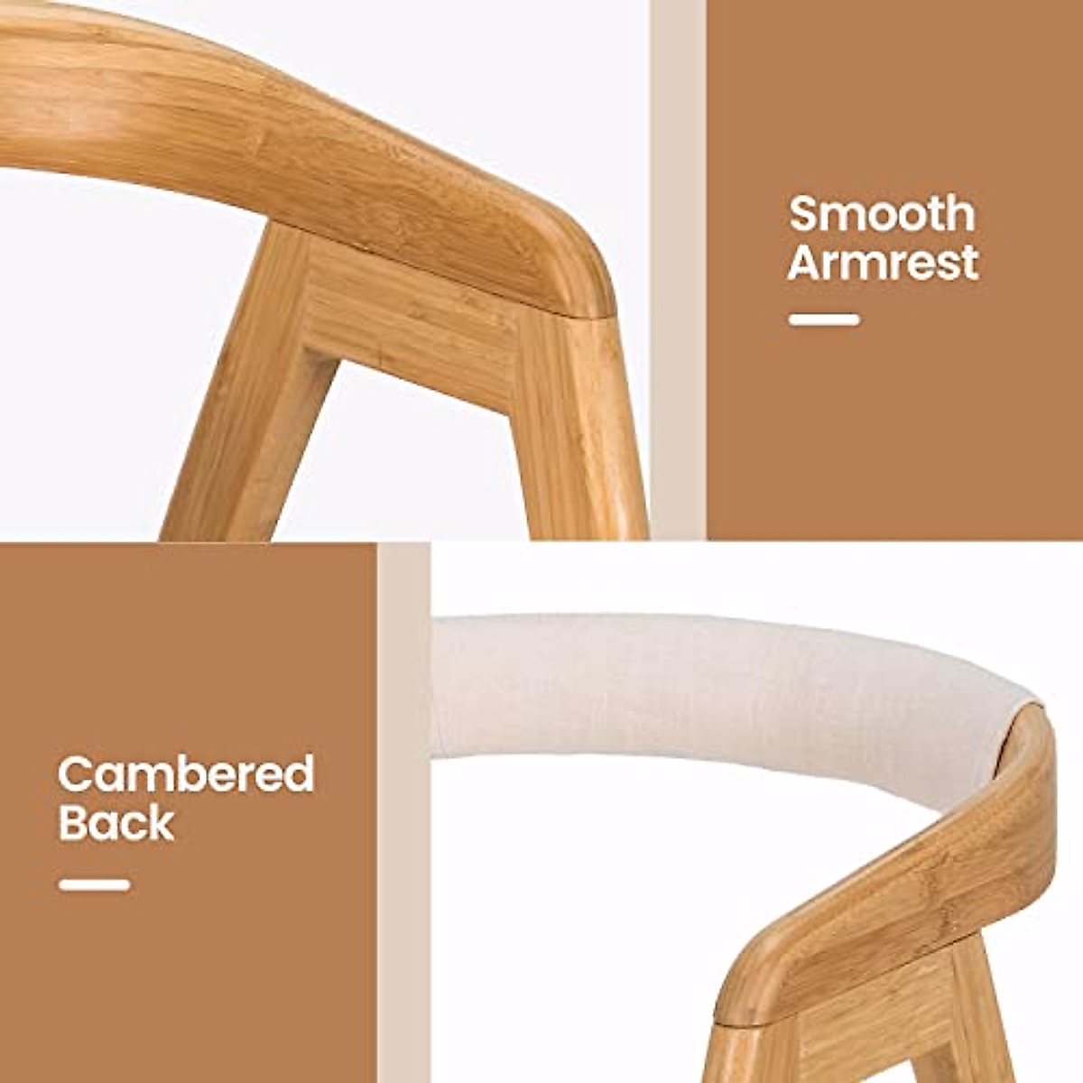Giantex Accent Chair Set of 2, Bamboo Painted Surface Upholstered Comfy Reading Chair with Anti-Slip Foot Pads, Curved Backrest, Arm Lounge Chair for Bedroom, Living Room, Office, Natural