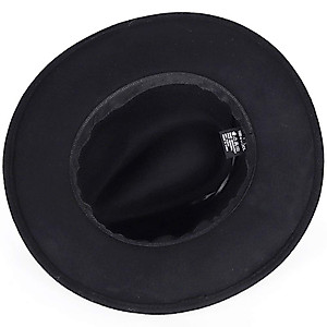 FORBUSITE Wool Felt Wide Brim Fedora Hats for Women Men Black-L