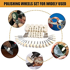 80PCS Polishing Buffing Wheel for Dremel Polishing Kit, Wool Felt Polishing Wheel for Dremel Rotary Tool Accessories, with 1/8" Shank for Jewelry Metal Polishing
