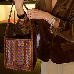 KWANI 2201 Handmade Weaving Tote Shoulder Bags for Women and Ladies (Royal Blue)