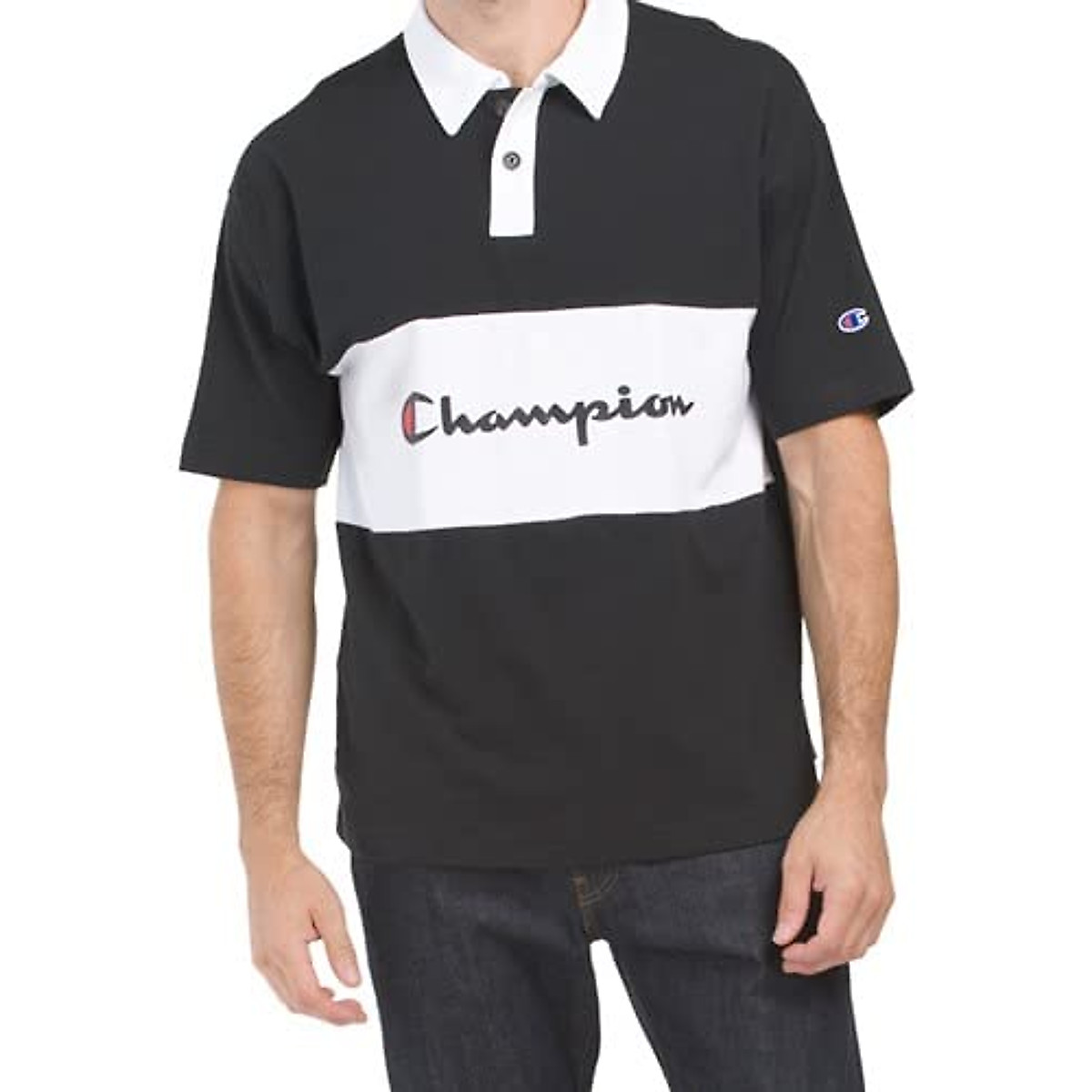Champion Middleweight Rugby Polo, Black/White, Medium