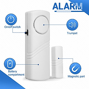 16 Pieces Door Window Alarm for Home Security Bulk Wireless Door Window Alarm Sensors Anti Theft Window Security Alarm Burglar Alarm for Kids Safety, Doorbell, Office, House Security Protection