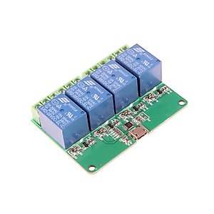 NOYITO HID Drive-free USB Computer Control Switch Relay Module USB Smart Switch Control Plug and Play (4-Channel Micro-USB)