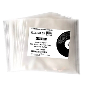 100 Outer Sleeves For Vinyl Record 12.75 x 12.75 Crystal Clear 3 Mil Thick - Single & Double LP Album Covers (100pack)