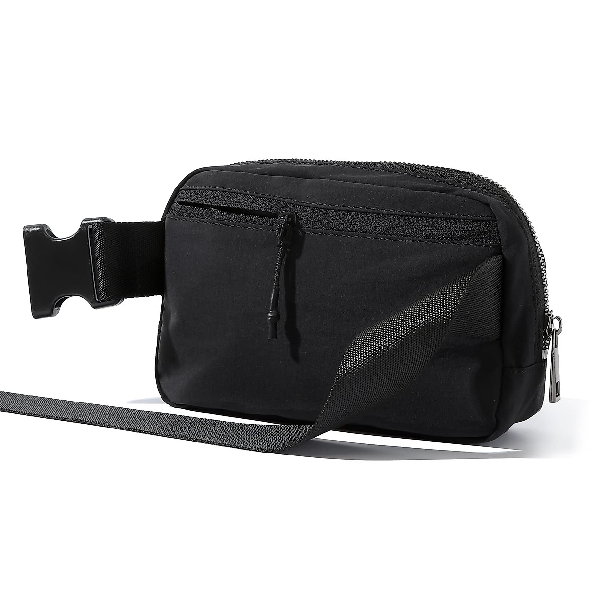 TOBVZOO Belt Bag with Card Wallet for Women Men, Everywhere Fanny Pack Crossbody Bags with Adjustable Strap, Mini Fashion Waist Packs (Black with Wallet)