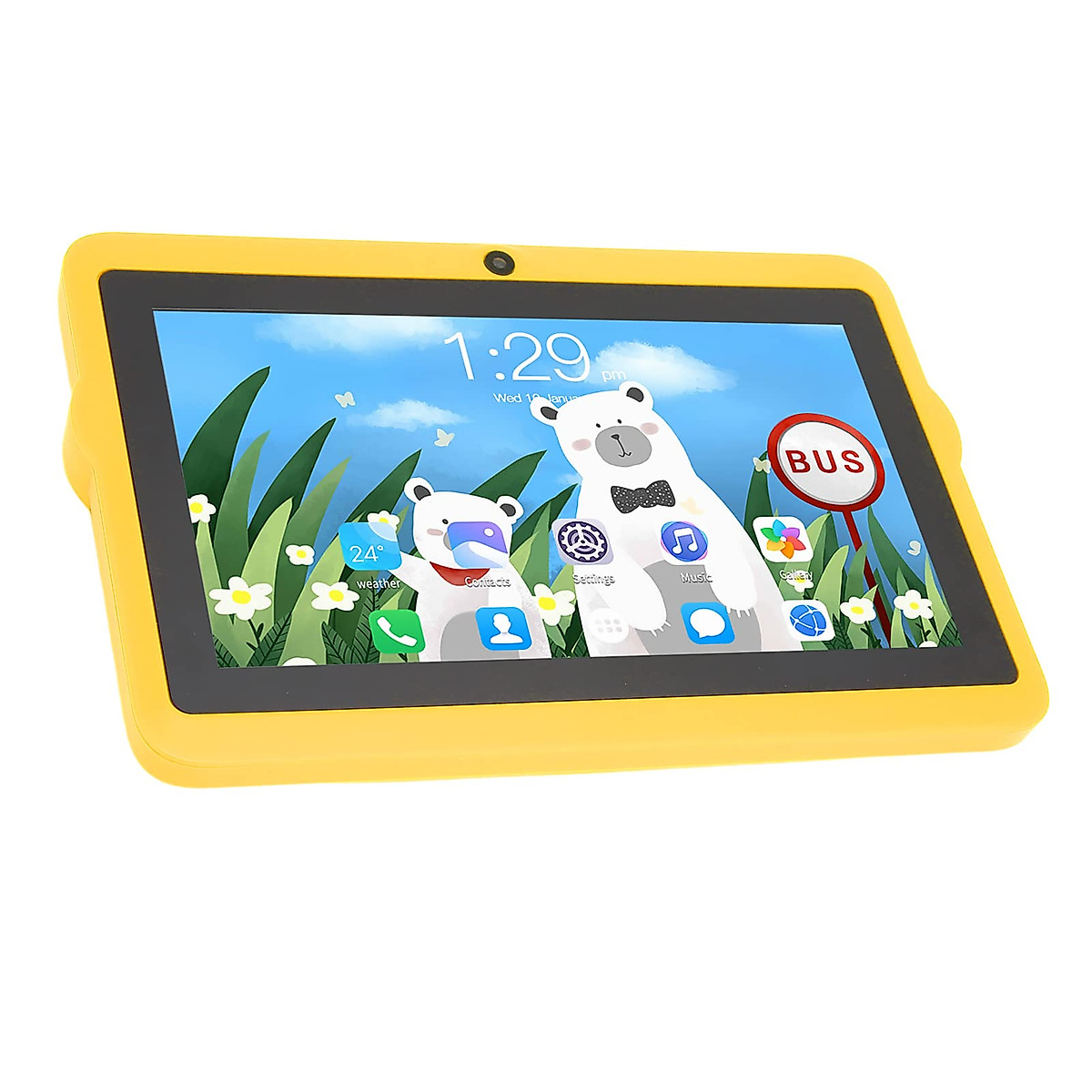 Kids Tablet for 10, 7 inch Eye Protection Touch Screen, Dual Camera, 2GB RAM 32GB ROM, 5G WiFi Dual Band, 8 Cores CPU, Kid Proof Case (Yellow)