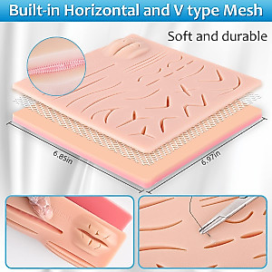 Suture Practice Training Kit for Medical PA, NP Students, Residents Practicing Clinicians, with Large Silicone Lip Suture Pad, Instruments, Stapler Remover Training Videos for Education only