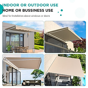 AECOJOY 10'×8' Manual Retractable Awning Sun Shade Patio Awning Cover Outdoor Patio Canopy Sunsetter Deck Awnings with Manual Crank Handle, Beige