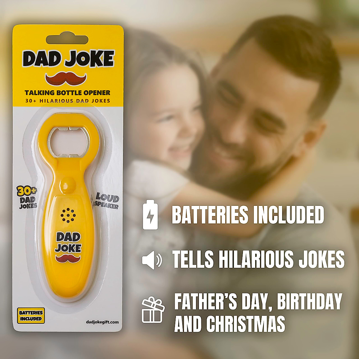 Dad Joke Bottle Opener | A funny Gift for Dad with 30+ hilarious Dad Jokes