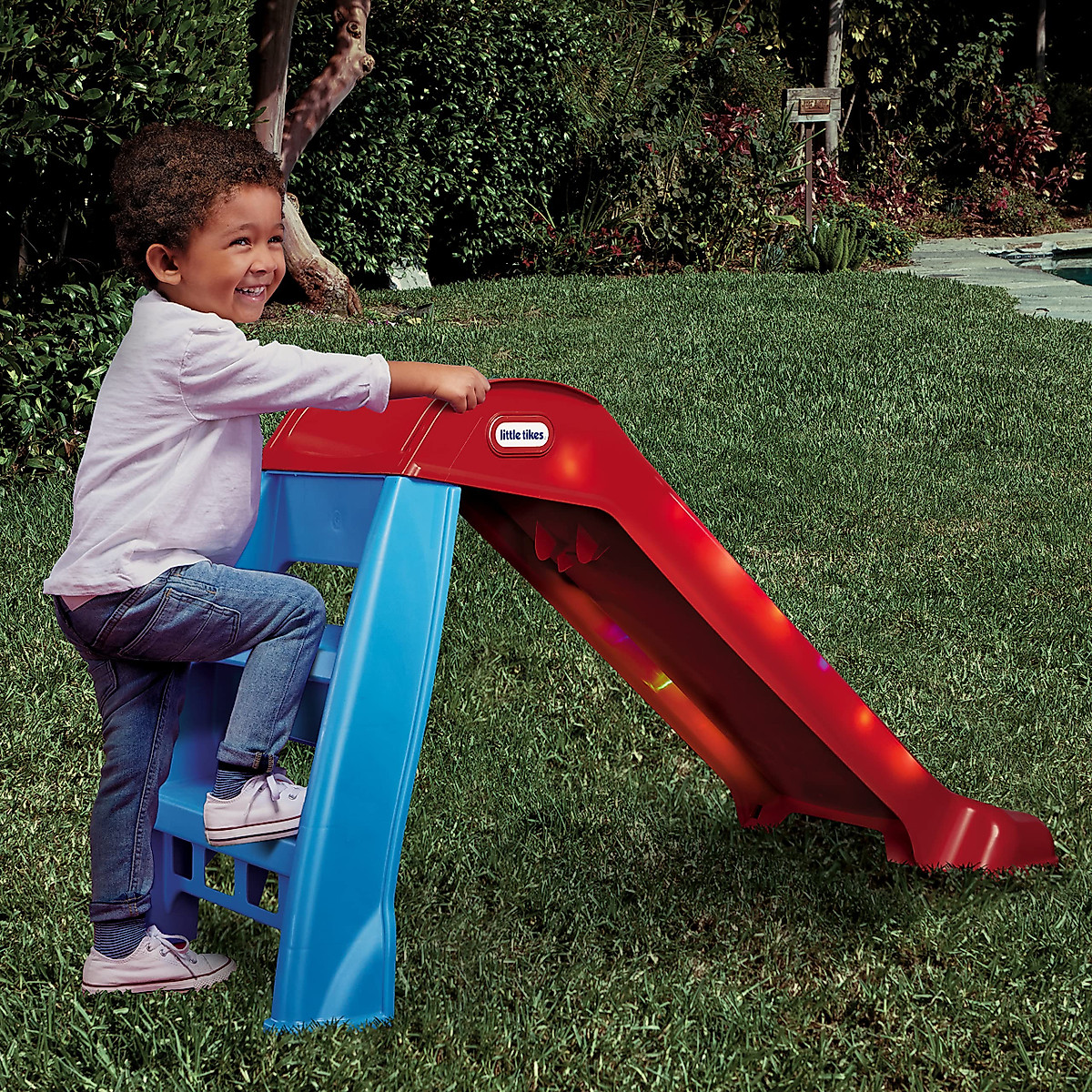 Little Tikes Light-Up First Slide for Kids Indoors/Outdoors , Red