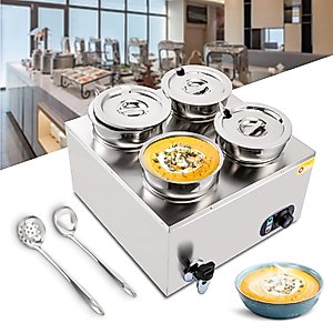110V Commercial Electric Soup Warmer,16.8 Qt Capacity, Adjustable Temp 86-185°F, Stainless Steel Countertop Pot with Tap for Cheese Hot Dogs Rice