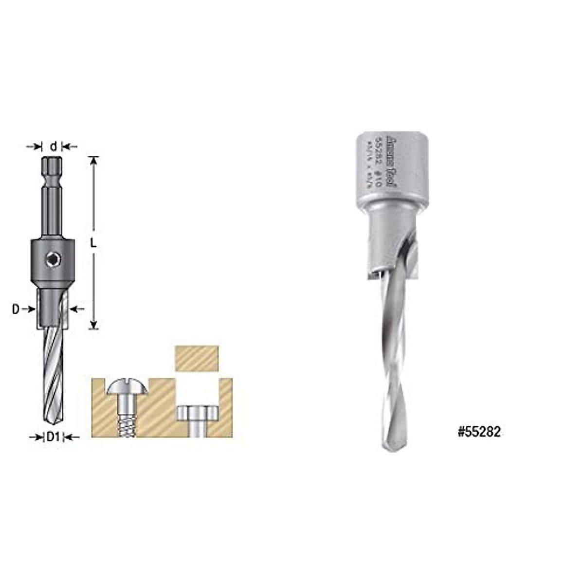 Amana Tool - (55286) Carbide Tipped Counterbore 1/2 Dia x 1/4 Quick Release Hex Shank