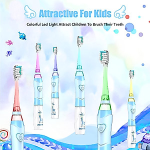 DADA-TECH Kids Electric Toothbrush Blue with Replacement Heads (DT-K6)