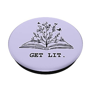 Get Lit Library Book Wildflowers Lovers Literature Teacher PopSockets Swappable PopGrip