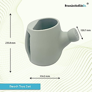 BraveJusticeKidsCo. | Silicone Summer Beach Set XL | Toddler Sandbox Toys | + Beach Bag + Watering Can & Rake (Warm Sand)