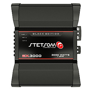 Stetsom EX 3000 Black Edition 1 Ohm Mono Car Amplifier, 3000.1 3K Watts RMS, 1Ω Stable Car Audio, Full Range HD Sound Quality, Crossover & Bass Boost, Car Stereo Speaker MD, Smart Coolers