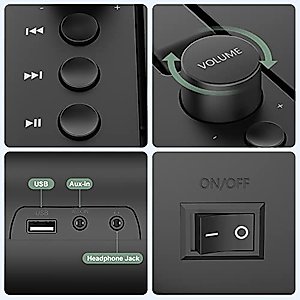 CD Player Portable, FM Radio with Dual Stereo Sound System, Rechargeable Bluetooth Boombox with Remote Control, Playback CD/CD-R/CD-RW/MP3, Support USB & AUX-in, Headphone Output