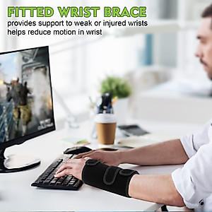 Tintol Wrist Brace for Carpal Tunnel Relief Night Moderate Support Splint for Typing Sleeping with a Metal Bar, Hand Brace Fit Right Left Hand for Tendonitis, Sprain, Arthritis, RSI (Right hand)