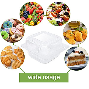 60Pcs Clear Take out Containers,Plastic Hinged Food Container,Clear Cake Containers Square,Disposable Clamshell Dessert Container with Lids for Salads Sandwiches Hamburger Dessert (5.3x4.7x2.8 in)