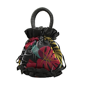 Womens Ladies Handbag Drawstring Bucket Bag Coin Purses Key Bags Cash Money Phone Pouches - Black