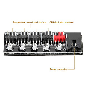Wider Wiring Expand The 4‑pin Interface 4Pin Fan Hub, 1 to 5 Hub for CPU Motherboard Fan + Capacitor