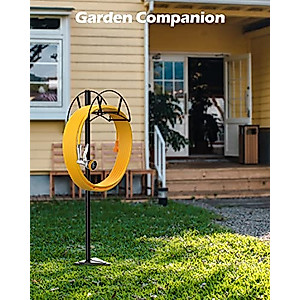 Suchek Metal Garden Hose Holder Stake, Freestanding, Heavy Duty Water Hose Stand, In Ground Hose Rack Organizer for Outside Yard (Black)