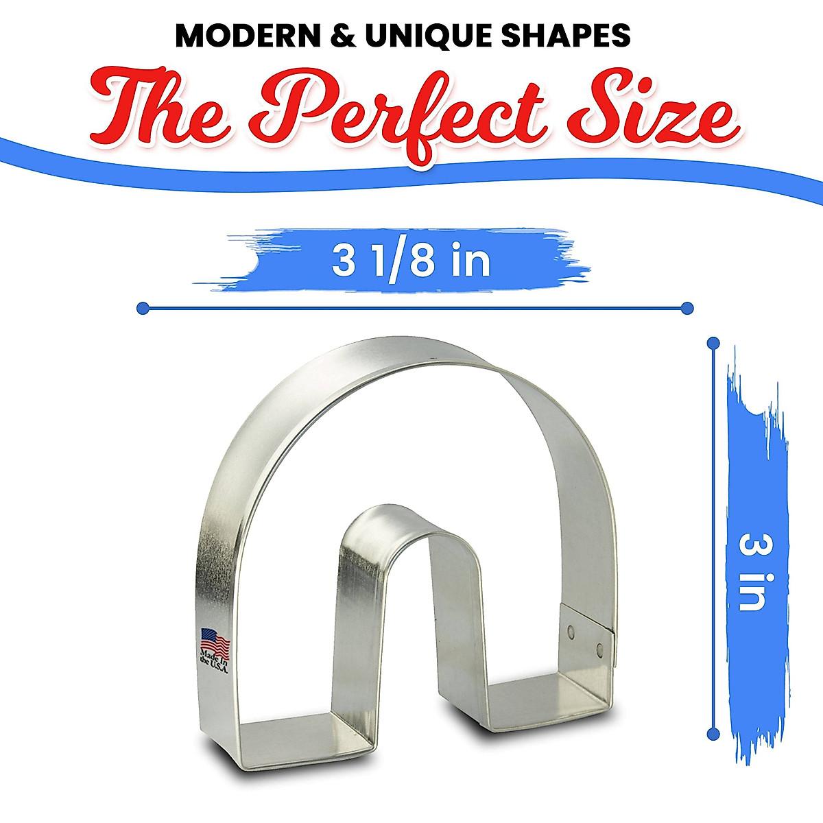 Foose Cookie Cutters Rainbow Horse Shoe Cookie Cutter 3 in, Tin Plate Steel, Handmade in USA