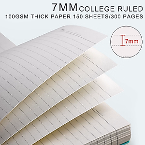 AHGXG Spiral Notebook College Ruled - Large Spiral Journal A4 Notebook 8.5" x 11", 300 Pages Writing Journal for Work, 100GSM Thick Paper, Plastic Hardcover, for Women Men Office School, Lake Blue