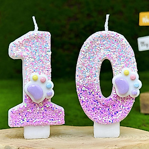 CasaPopz Dog Paw Birthday Number Candles for Cake Decoration, Pink Dog Cat Paw Number 4 Candle, Dog Themed Birthday Cake Topper for Party Decorations Favors Supplies