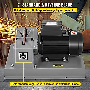 VEVOR Lawnmower Blade Grinder, 2/3 HP 1700 RPM Motor with 7'' Diameter Standard & Reverse Wheel, 30 & 40 Grinding Degree Steel Mower Sharper for Blades & Tool Grinding in Garden or Workshop