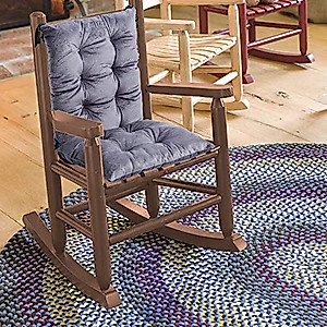 Big Hippo Child Rocking Chair Cushion Pad Set Rocking Chair Seat Back Cushion Set with Ties for Kid Children,Grey(Only Cushion, Chair is not Included)