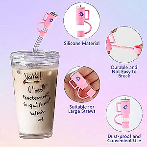 4 Pcs Straw Stoppers for Stanley Tumblers, Straw Cover Cap Fit with Stanley Cups, Silicone Straw Tips Cover Compatible with Stanley 30 & 40 Oz Tumbler, Cute Tumbler Cup Accessories for Stanley