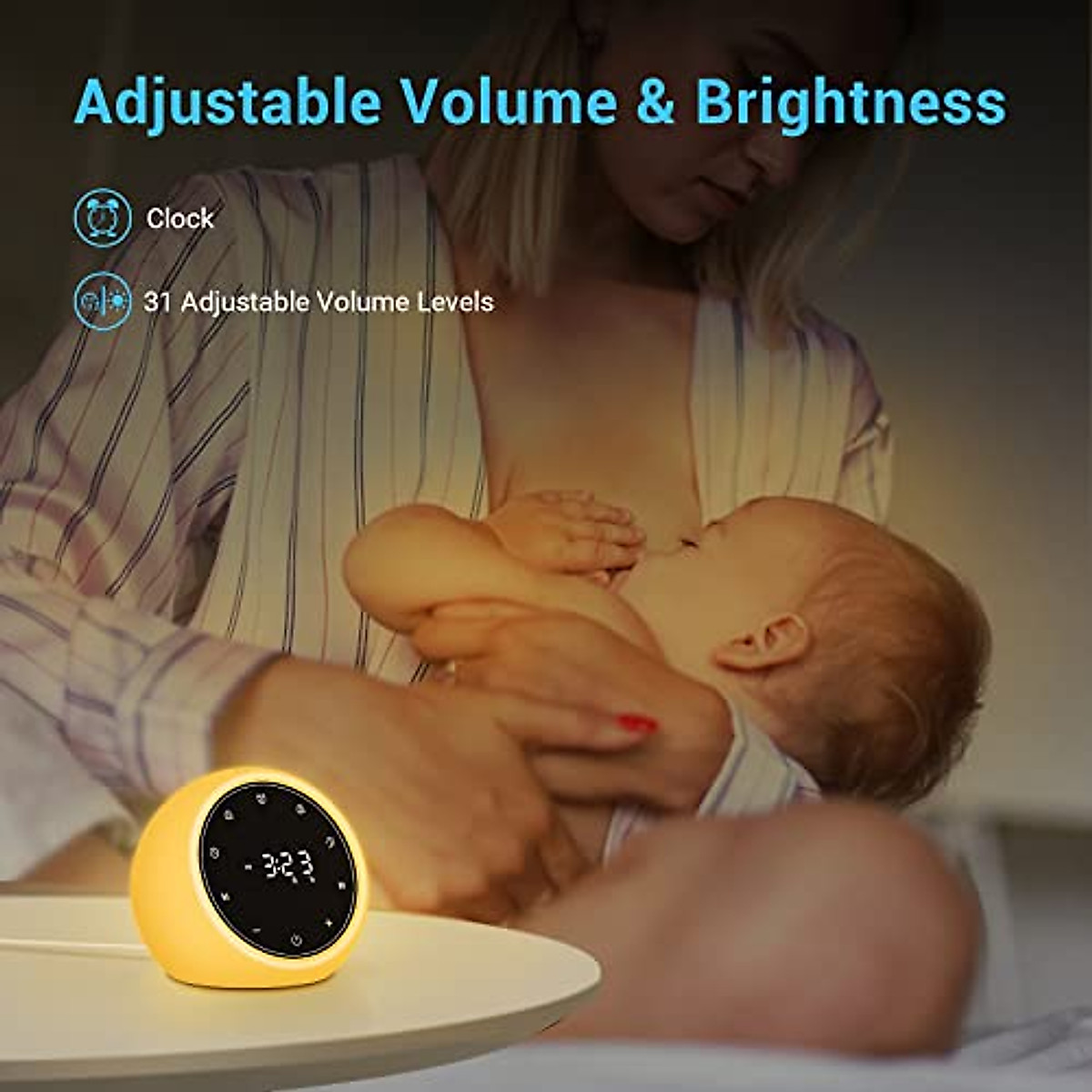 White Noise Machine with 2 Alarm Clock, 20 Soothing Sounds, 7 Color Night Light, Adjustable Volume, 5 Timer and Memory Function, Touch Control Sound Machine for Adults Babies, 2022 New Verion