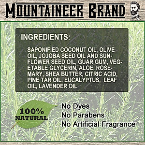 Mountaineer Brand Beard Wash For Men | 100% Natural Beard Shampoo | Thick Cleaning Softening Lather for Hair and Skin | Hydrate and Detangle | Grooming Treatment | WV Pine Tar Scent 4oz