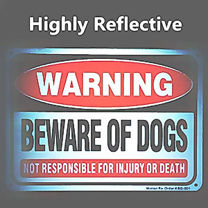 (2 Pack) Beware of Dog Sign, 10 x 7 Rust Free Aluminum Warning Dog Sign, UV Printed Reflective Weather Resistant Dog Bite Sign for Outdoors