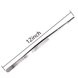 Aniso long tweezers- with precision serrated kitchen tweezers tongs， for barbecue and hand-made stainless steel cooking tweezers（12 inches）