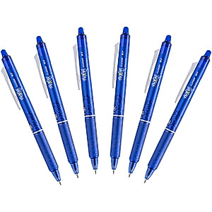 Pilot FriXion Clicker Retractable Erasable Gel Pens, Fine Point, Blue Ink (6)