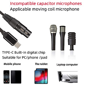 PUSOKEI USB C to XLR Female Cable, HiFi USB C Microphone Cable, Microphone Recording Line Built in D/A Conversion Chip for Windows OS X, Plug and Play()